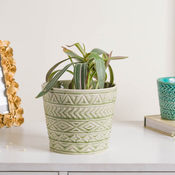 Intricate Texture Sage Green Pot