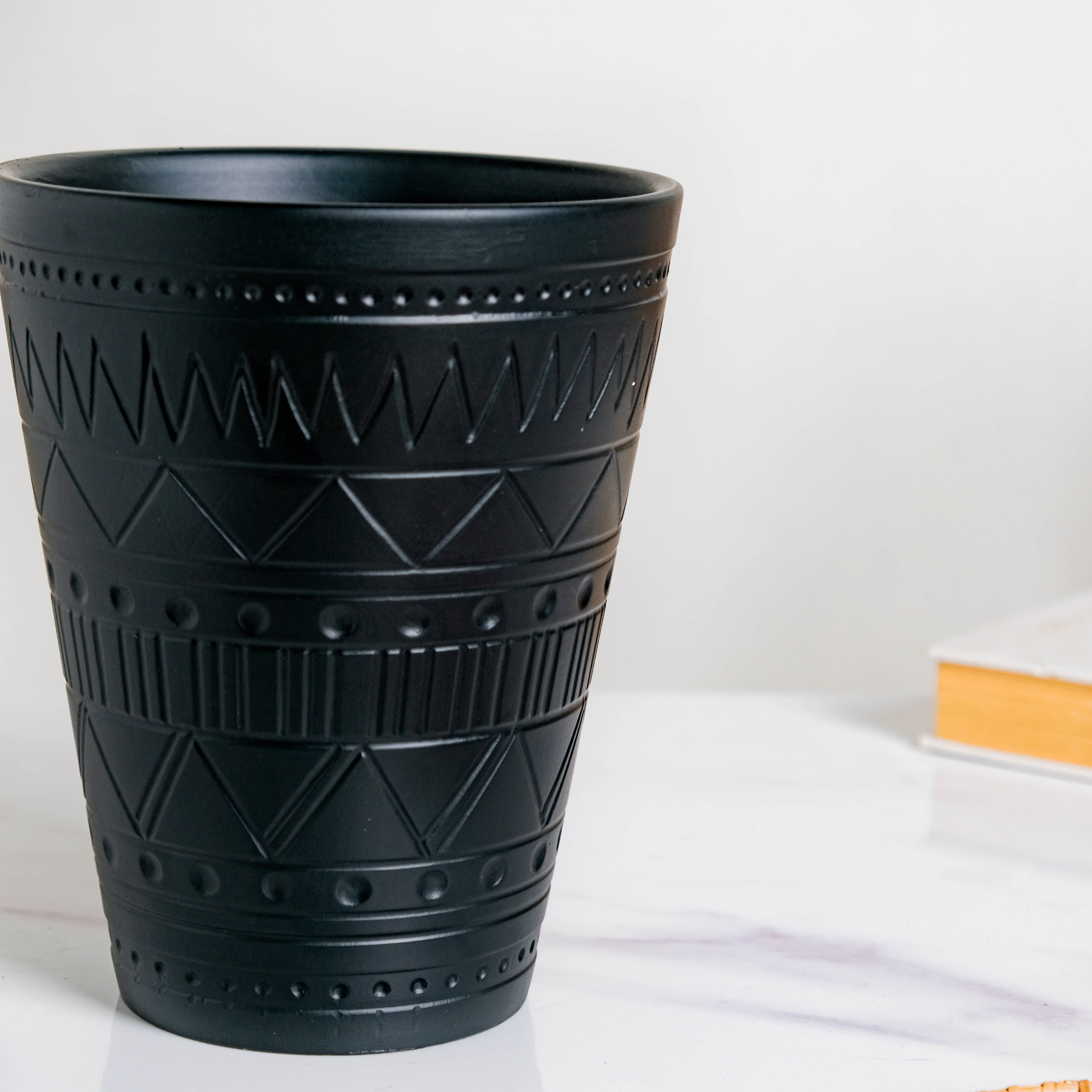 Black Tall Textured Pot