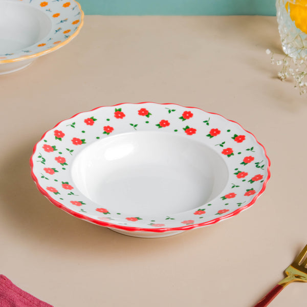 Ziba Floret Pasta Plate Red