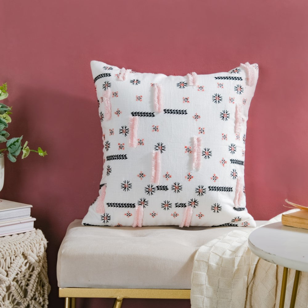 Geometric Embroidered Cotton Cushion Cover 16 inch Online - Premium ...