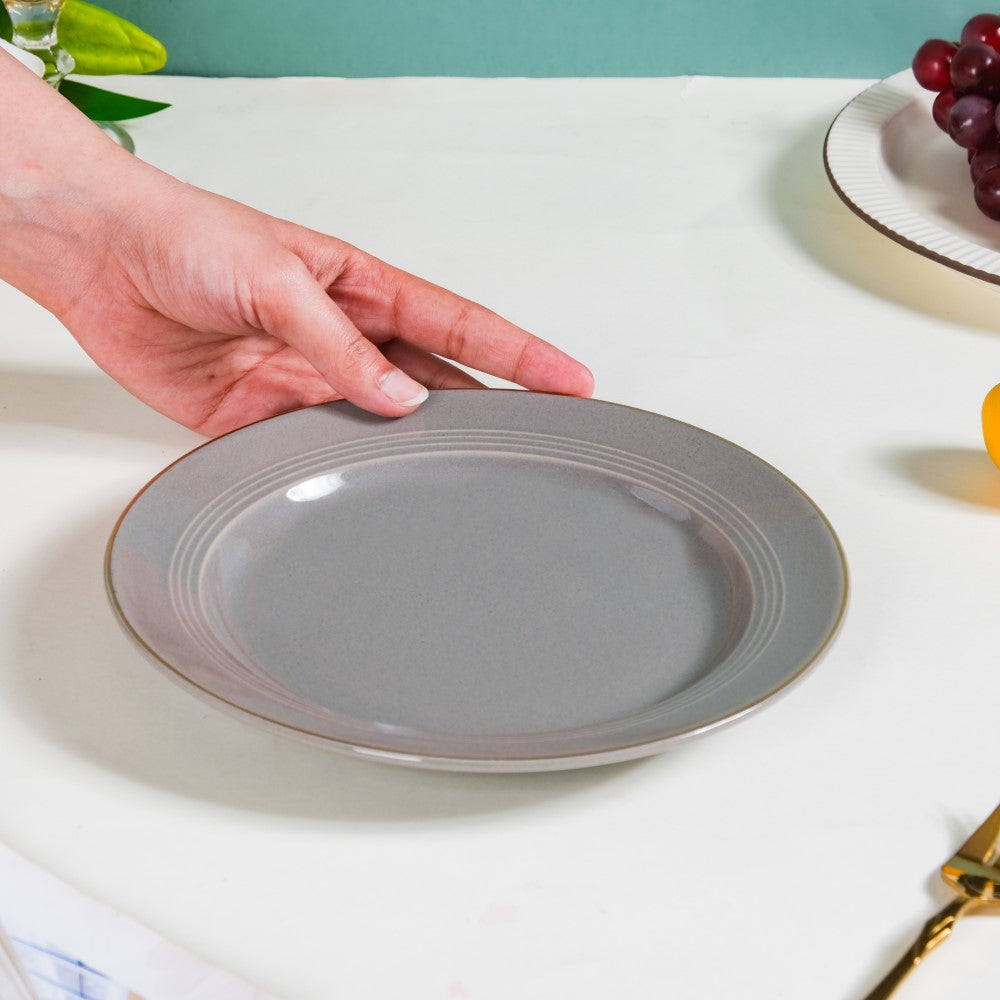 Ceramic Clay Snack Plate Grey 8 Inch