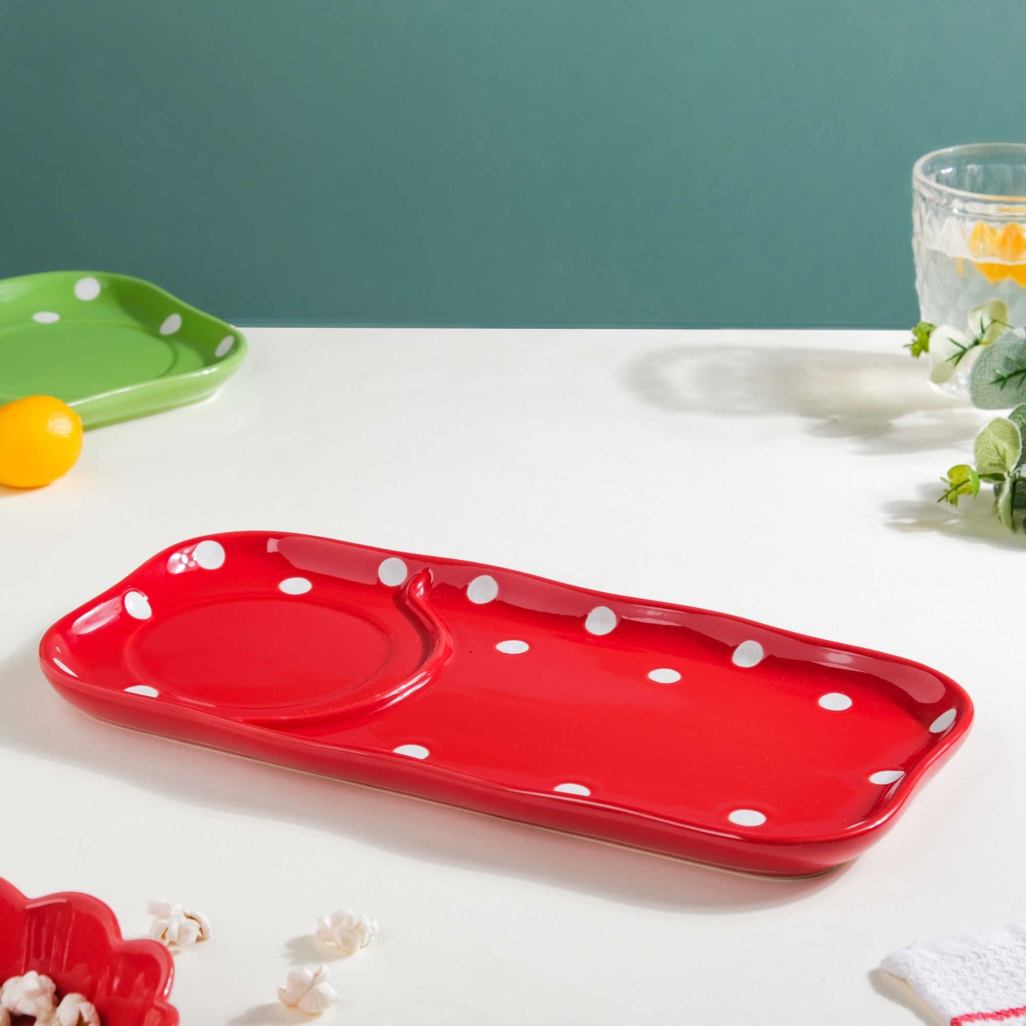 Dots Soup Plate Red Online - Premium Platter | Nestasia