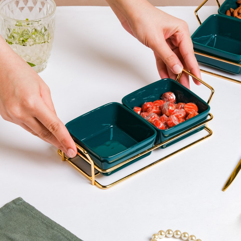 Bowl Tray Set - Buy Ceramic Party Snack Bowl Online in India |Nestasia