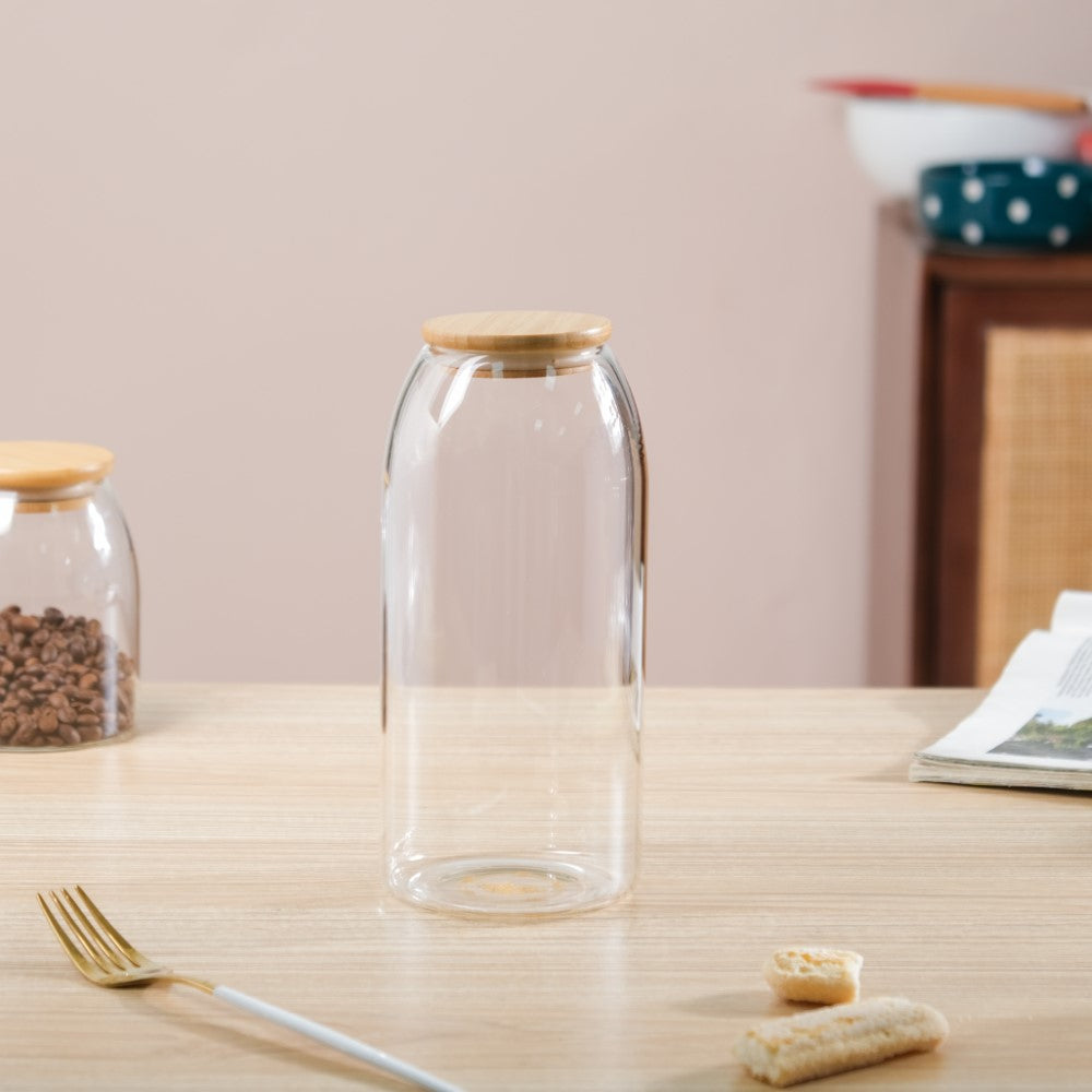 Transparent Glass Airtight Jar With Lid Large 1 L