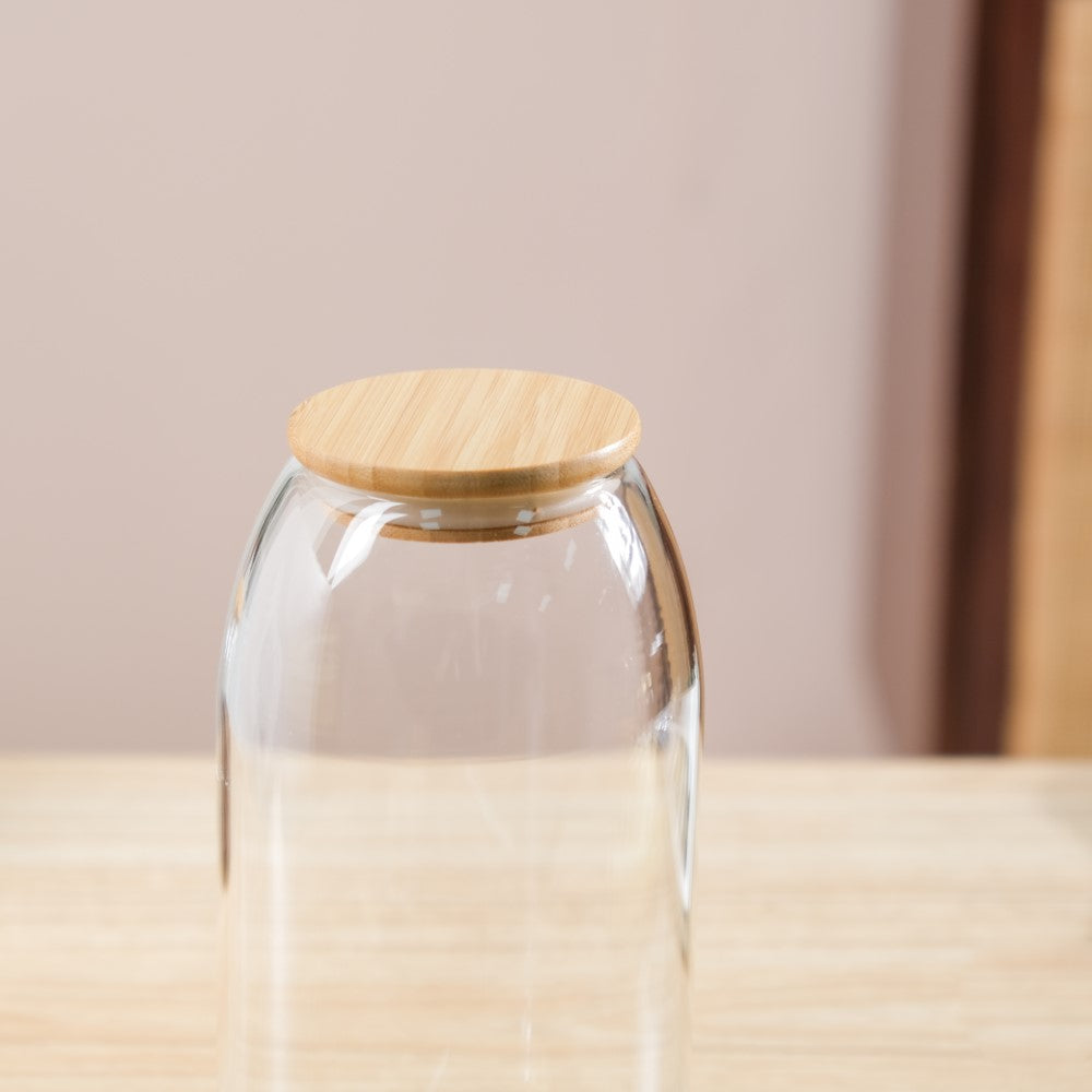 Transparent Glass Airtight Jar With Lid Large 1 L