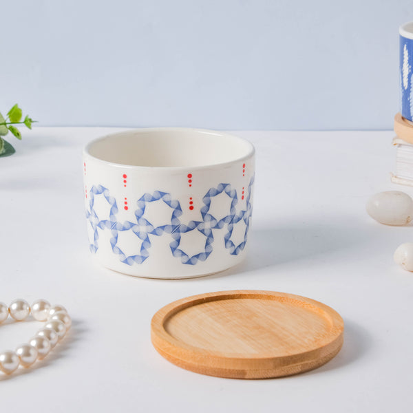 Blue Floral Japanese Planter And Wooden Coaster