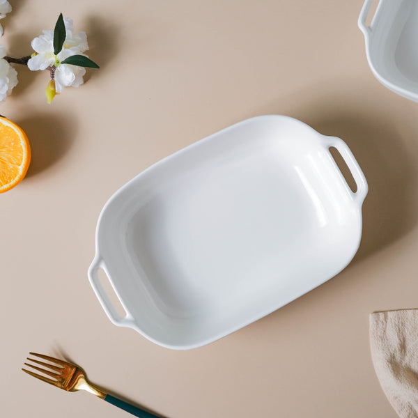 White Baking Dish With Handle