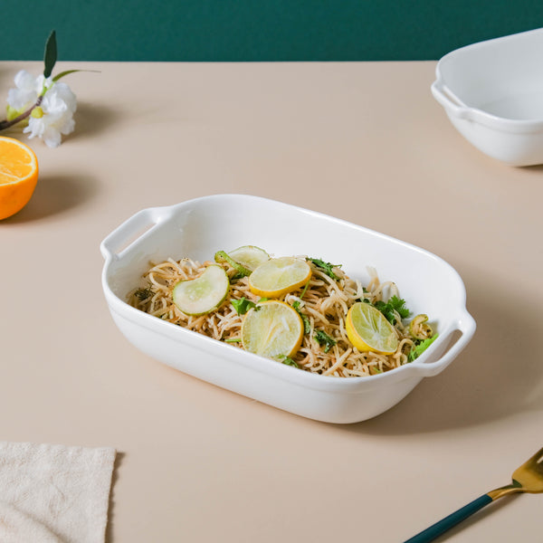 White Baking Dish With Handle