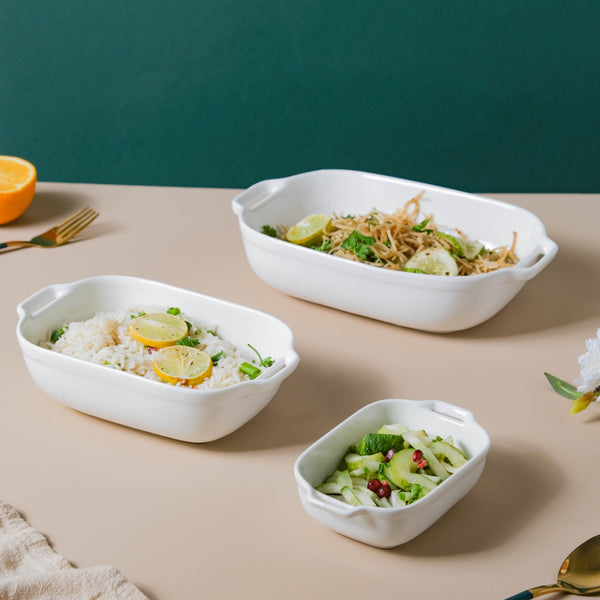 White Baking Dish With Handle