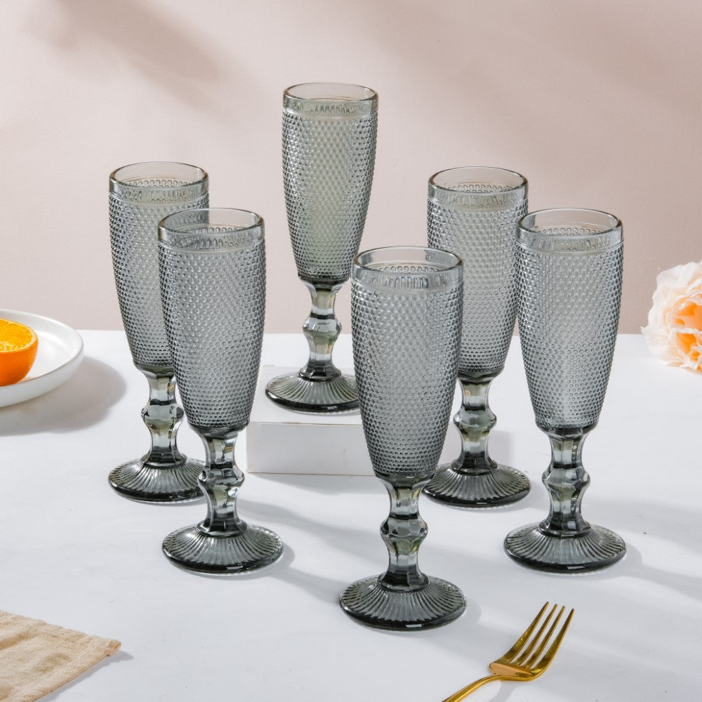 Mimosa Glass Grey Set Of 6 150 ml Online - Premium Champagne Glass ...