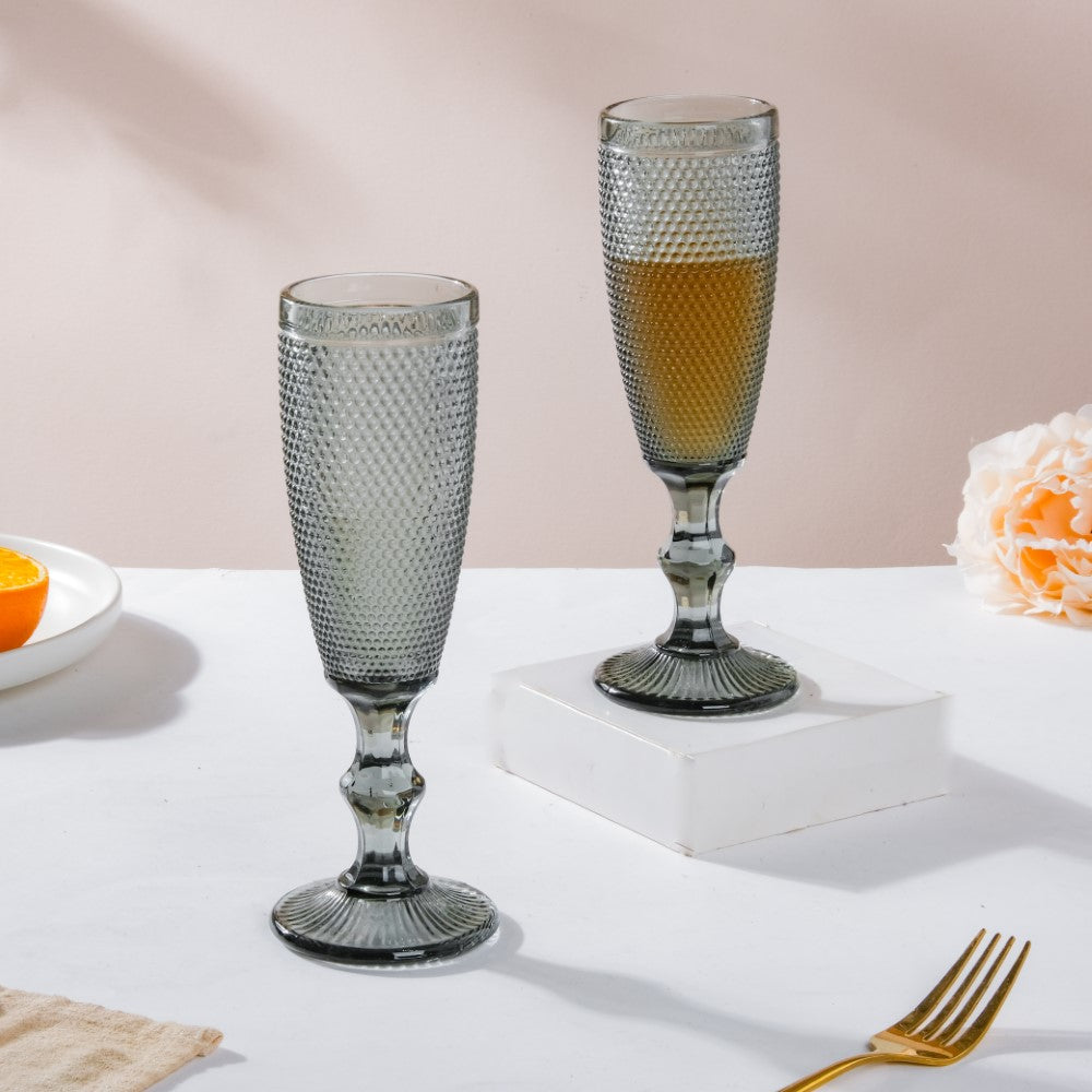Mimosa Glass Grey Set Of 6 150 ml Online - Premium Champagne Glass ...