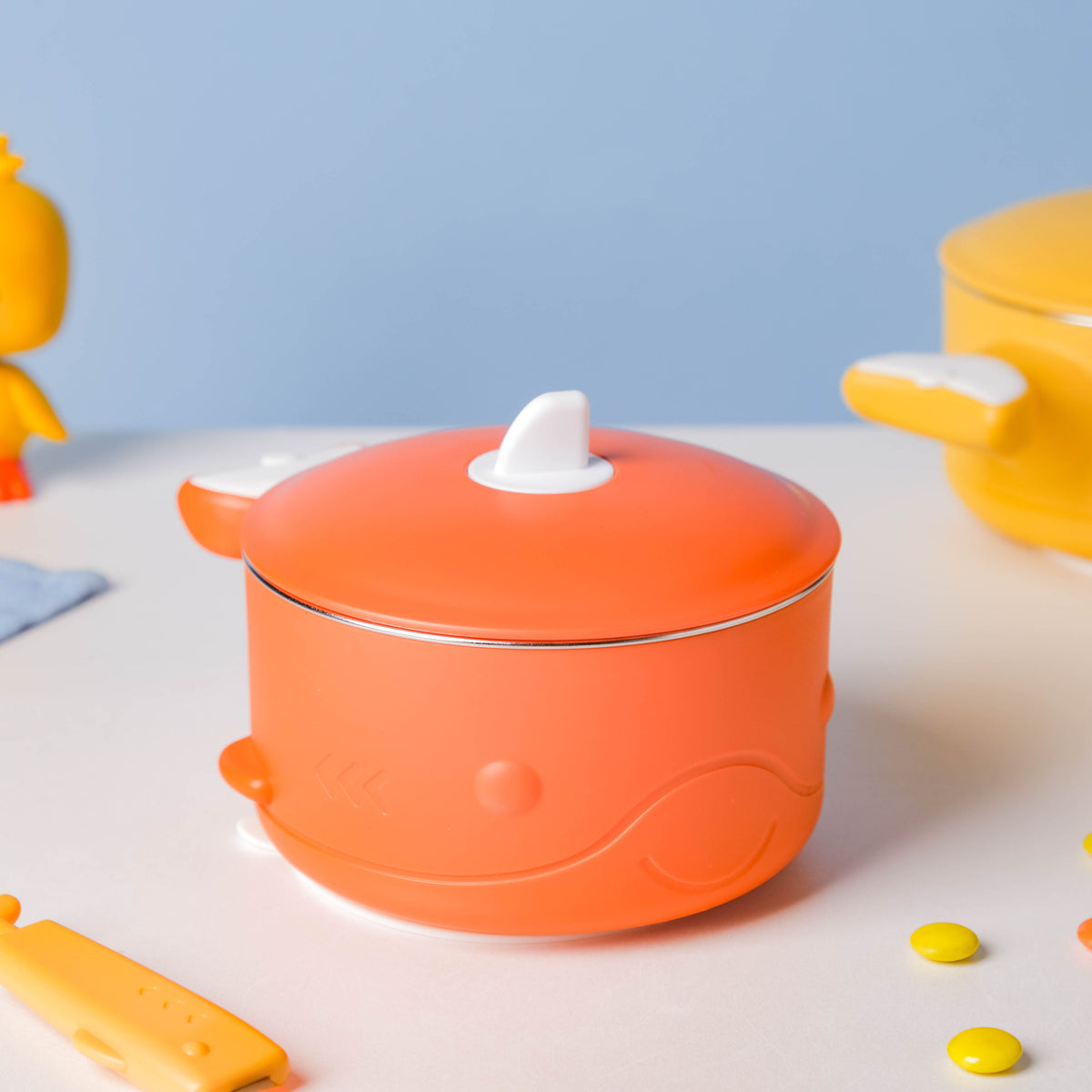 Stay Warm Steel Bowl With Suction Base Orange 350 ml