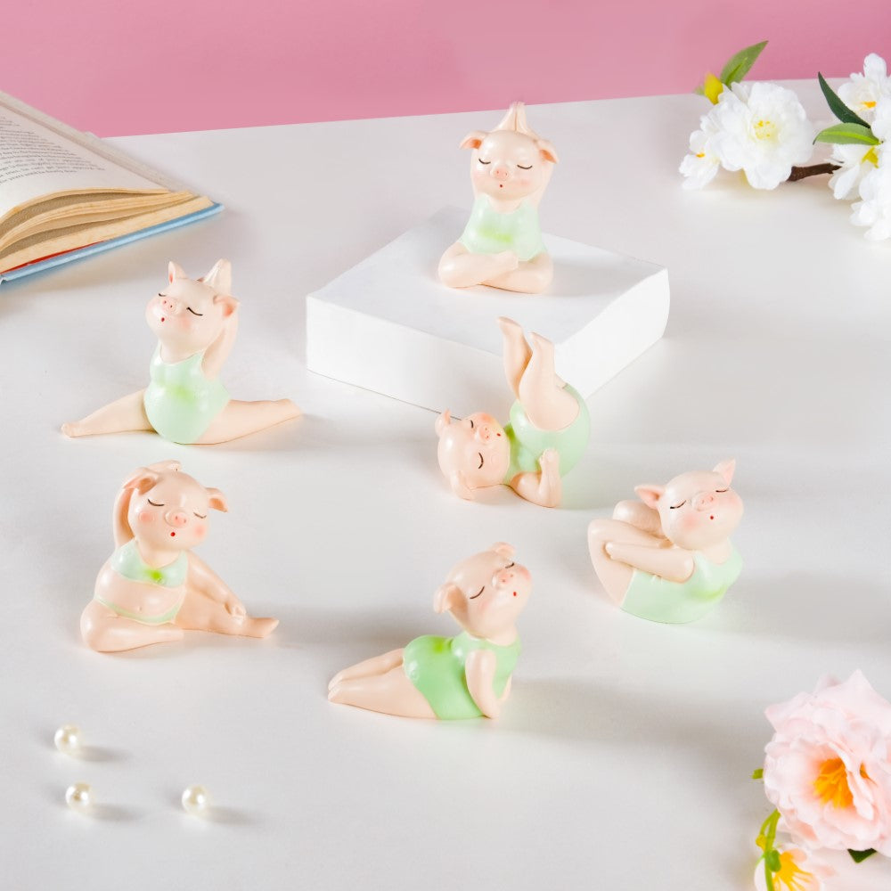 Piggy Miniature Decor Yoga Showpiece Set Of 6 Online - Premium Decor ...