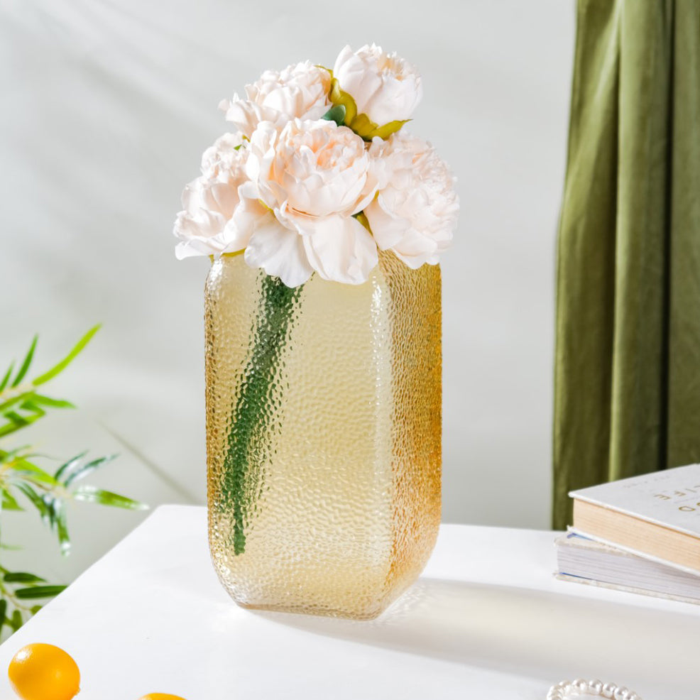 Art Deco Pebble Patterned Glass Vase Amber 9.5 Inch Online - Premium ...