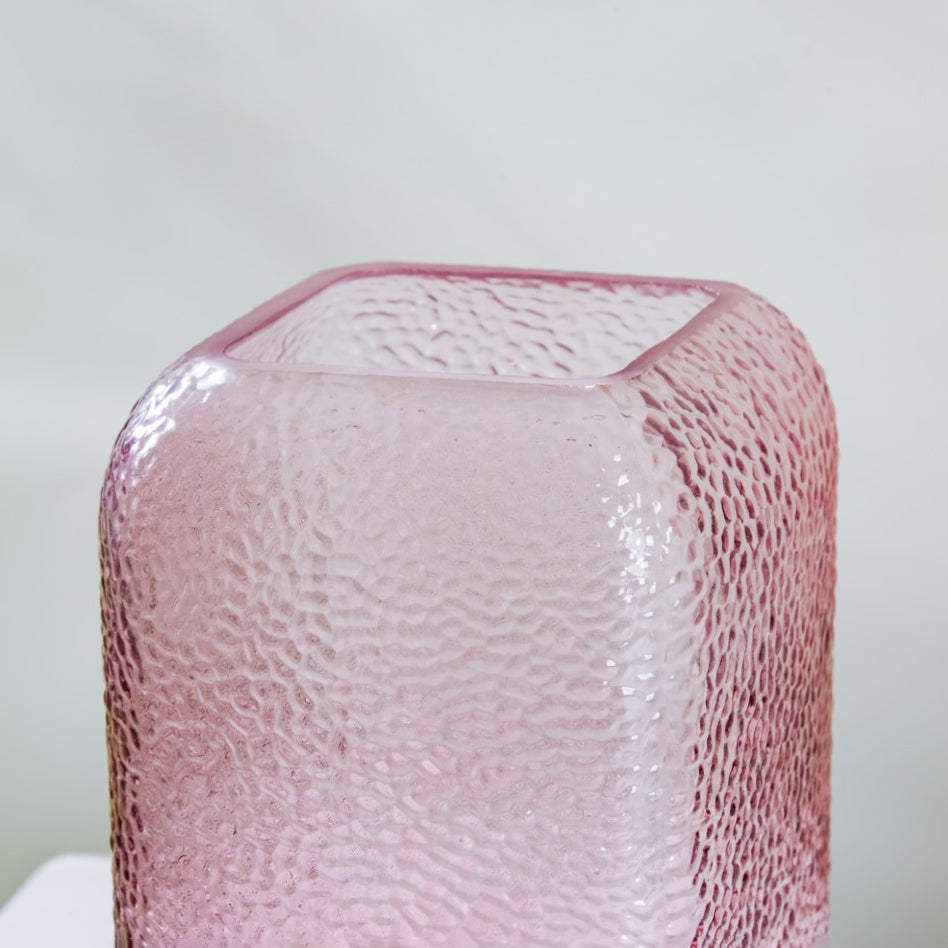 Art Deco Pebble Patterned Glass Vase Purple 7.5 Inch