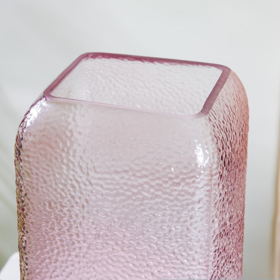 Art Deco Pebble Patterned Glass Vase Purple 9.5 Inch