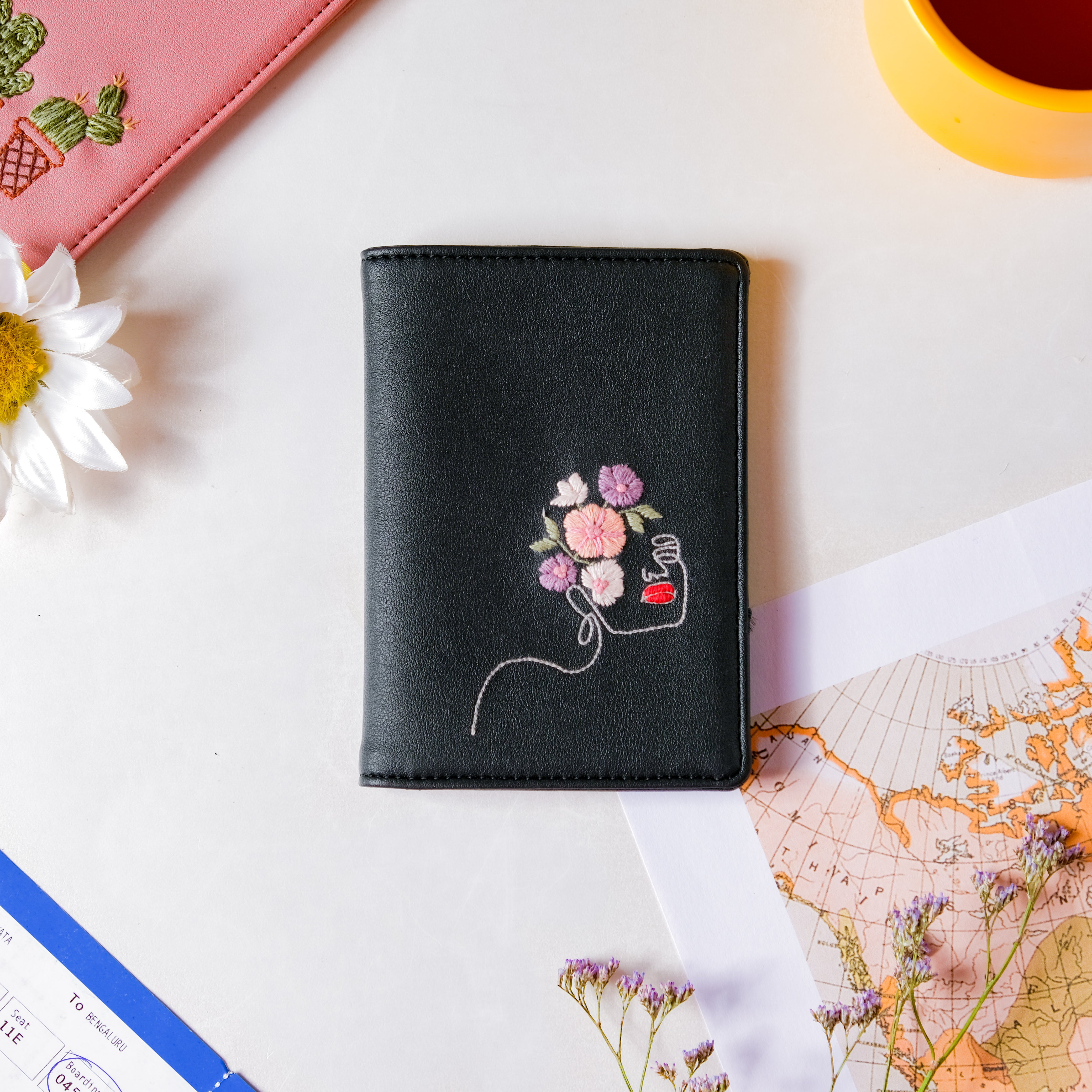 Line Art Two Fold Passport Cover Black Online - Premium Passport Cover ...