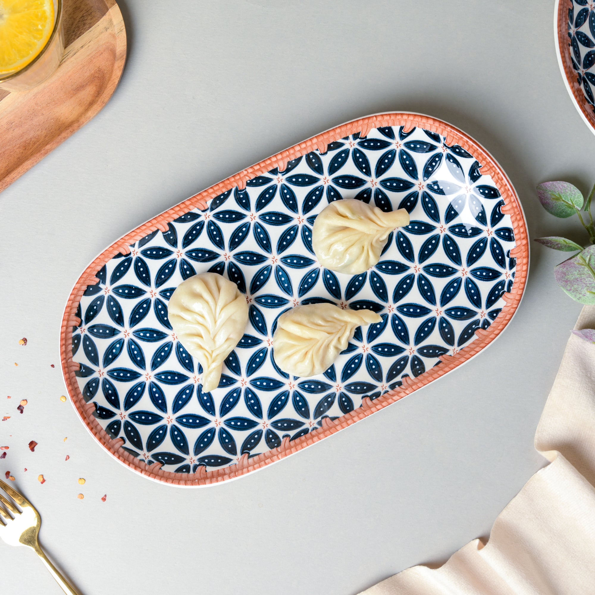 Floret Ceramic Long Plate 11.5 Inch Online - Premium Platter | Nestasia