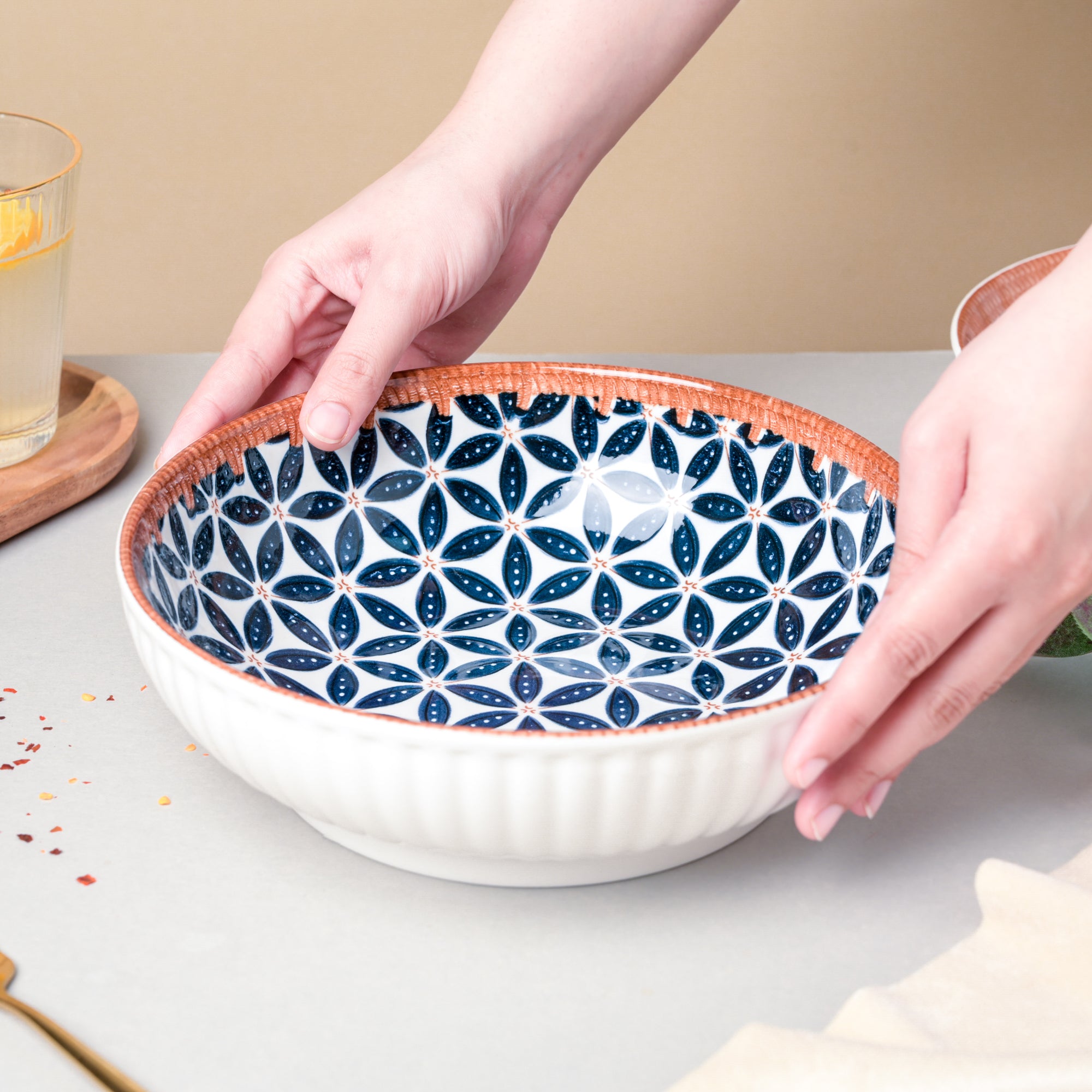 Floret Ceramic Serving Bowl 9 Inch 1 L Online - Premium Serving Bowl ...