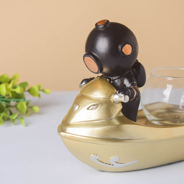 Home Décor - Black Astronaut Diver Glass Vase For Table Décor |Nestasia