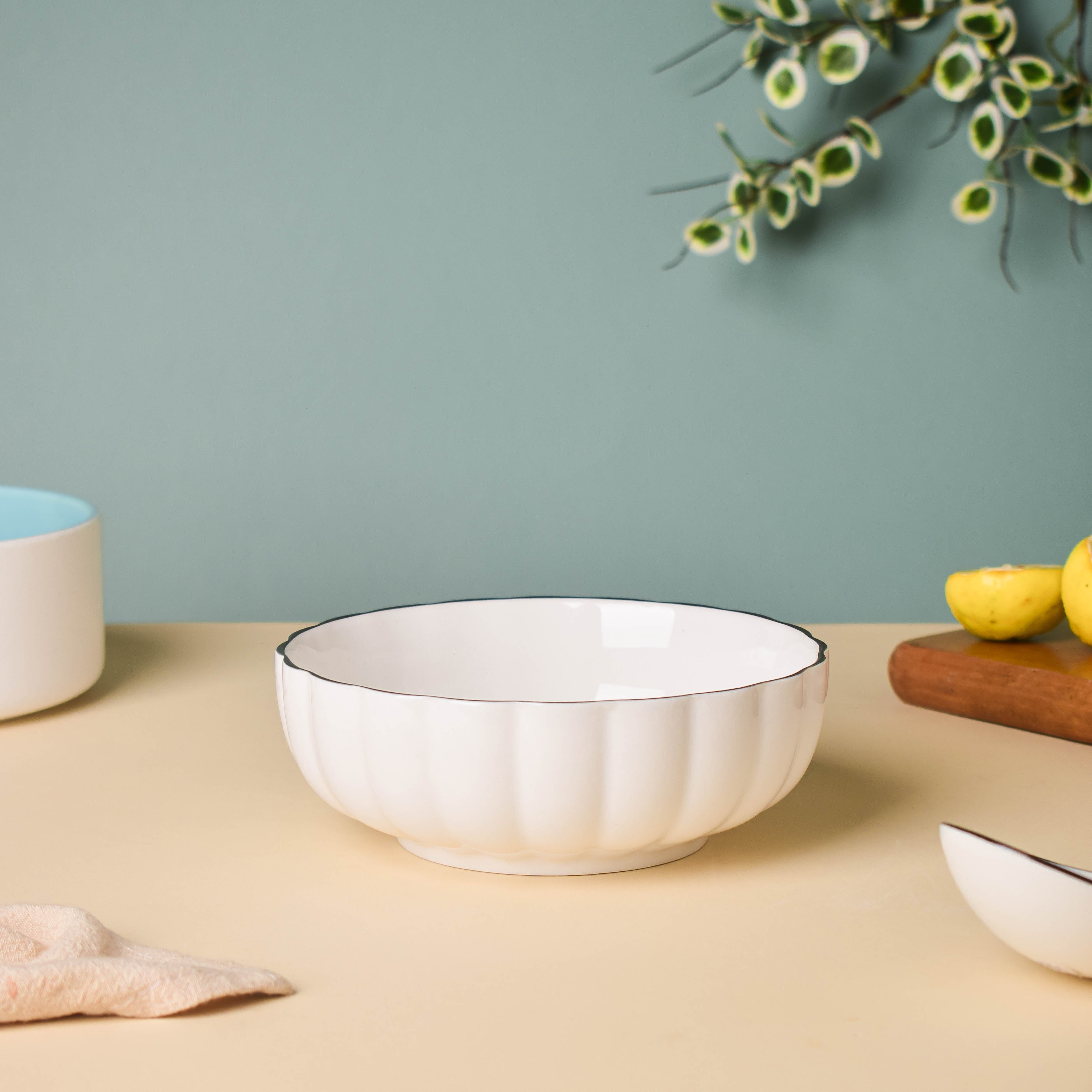 White Scallop Salad Bowl Online - Premium Soup Bowl | Nestasia