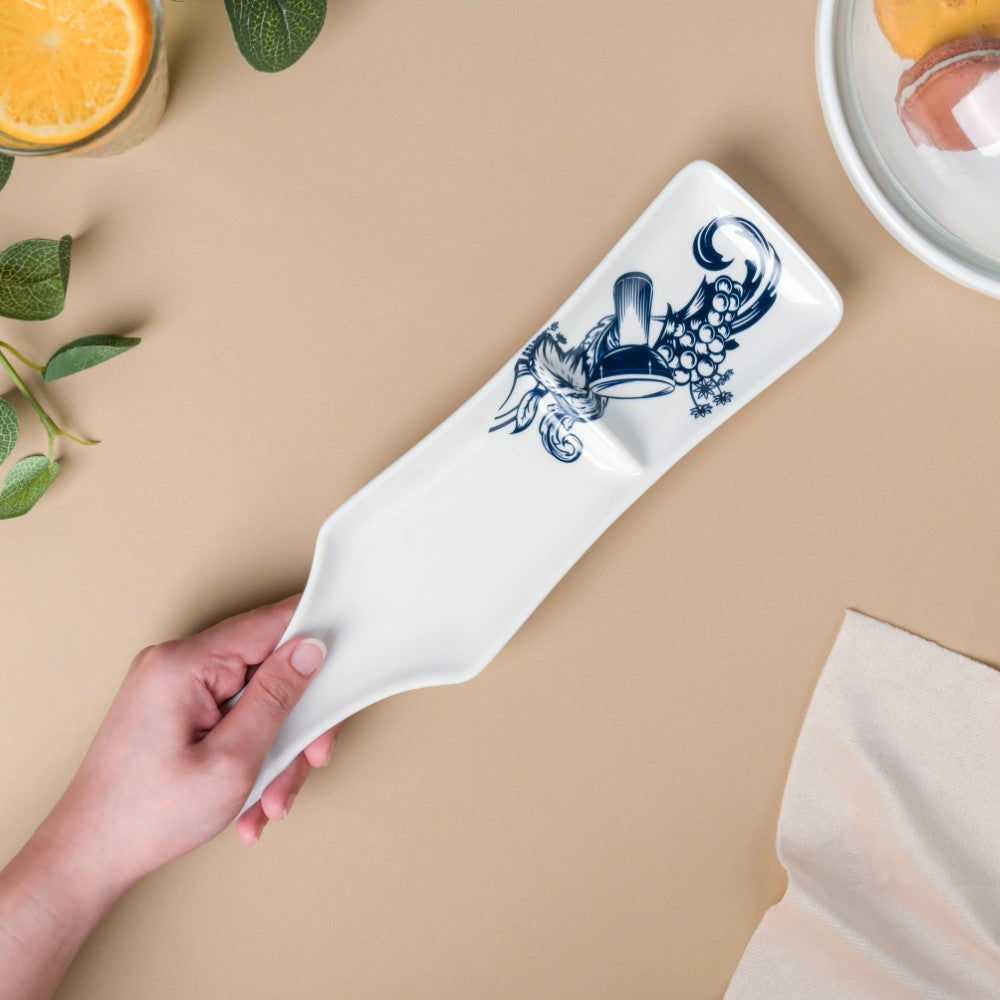 Snack Time Floral Ceramic Section Long Plate White 11.5 Inch Online ...