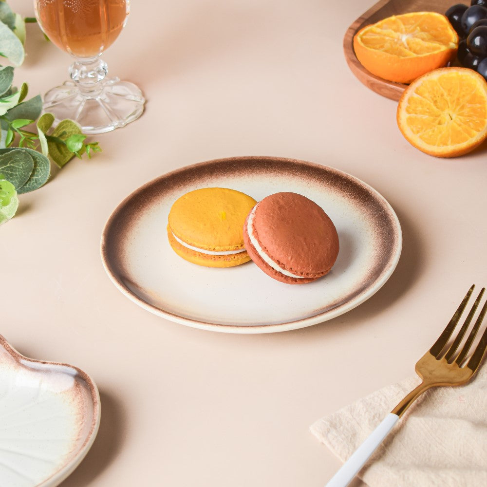 Cavern Clay Dessert Plate White And Brown 6 Inch