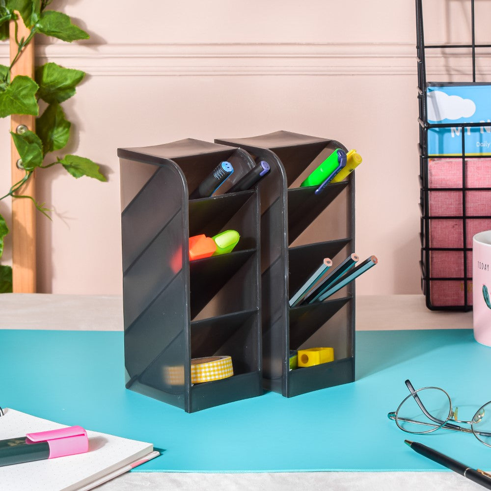 Slanting Desk Organiser Black Set Of 2