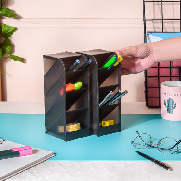 Slanting Desk Organiser Black Set Of 2