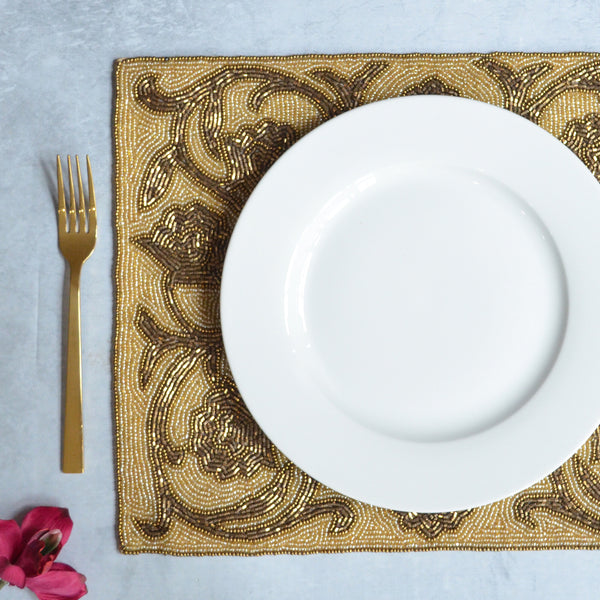 Beads Gold Rectangle Table Mat