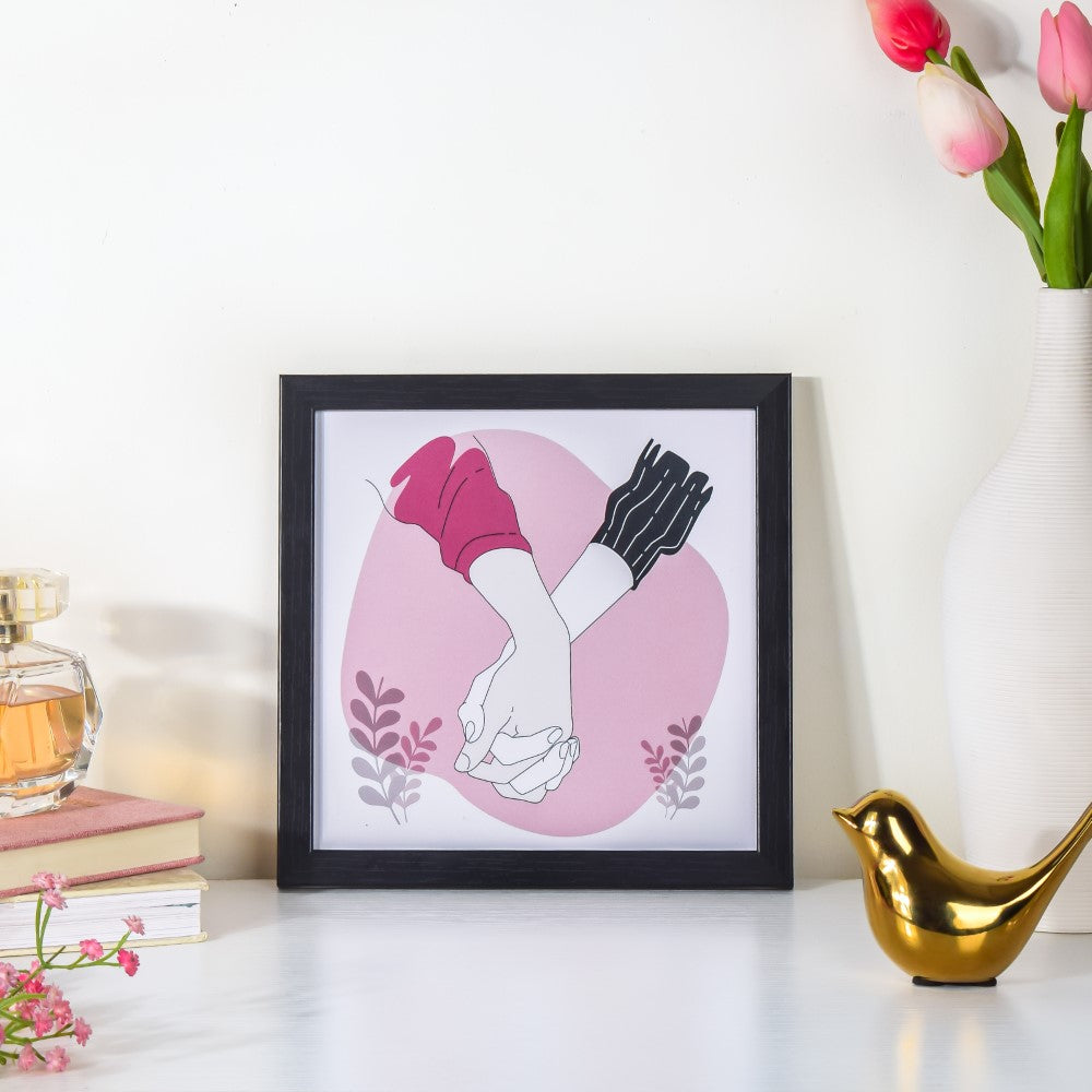 Holding Hands Framed Poster 9x9 Inch