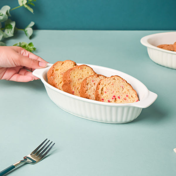 Riona Ribbed Baking Dish White 8 Inch