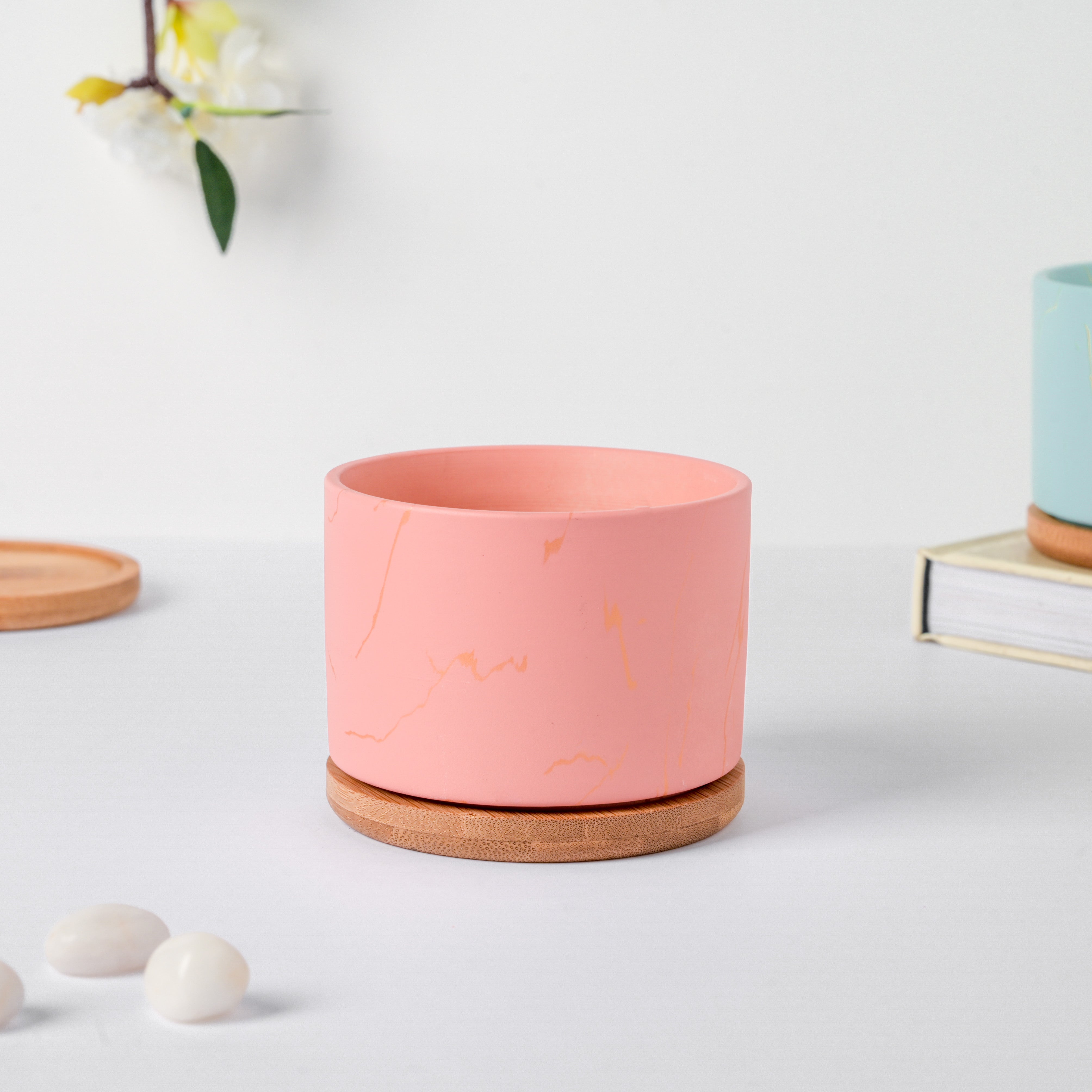 Orchid Pink Ceramic Planter With Coaster