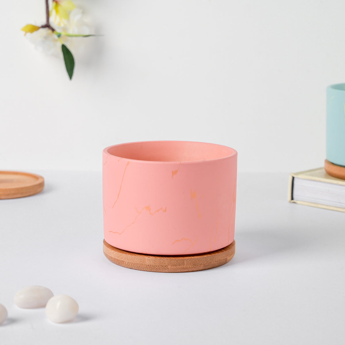 Orchid Pink Ceramic Planter With Coaster