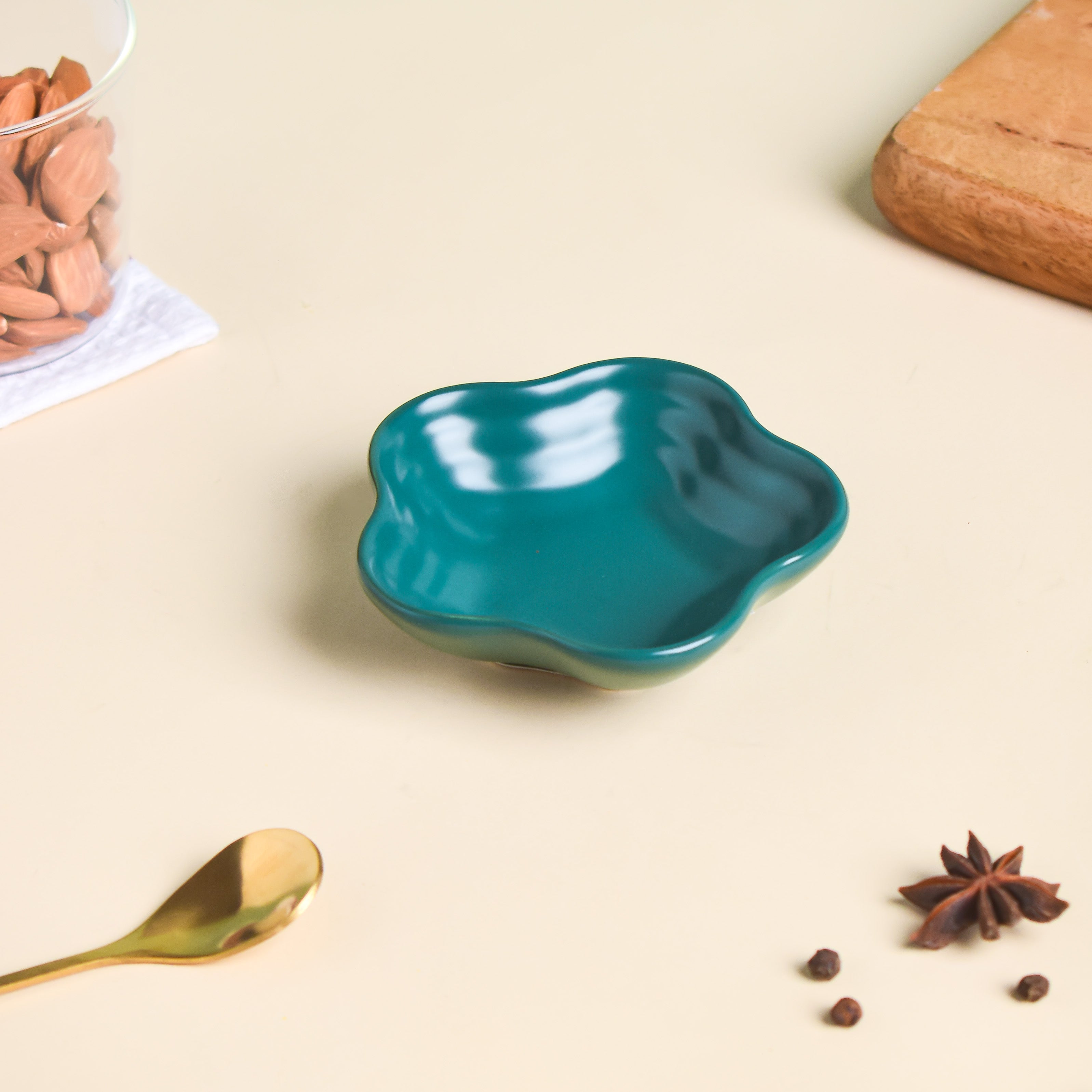 Teal Tantrum Floral Dip Bowl Online - Premium Dip Bowl | Nestasia