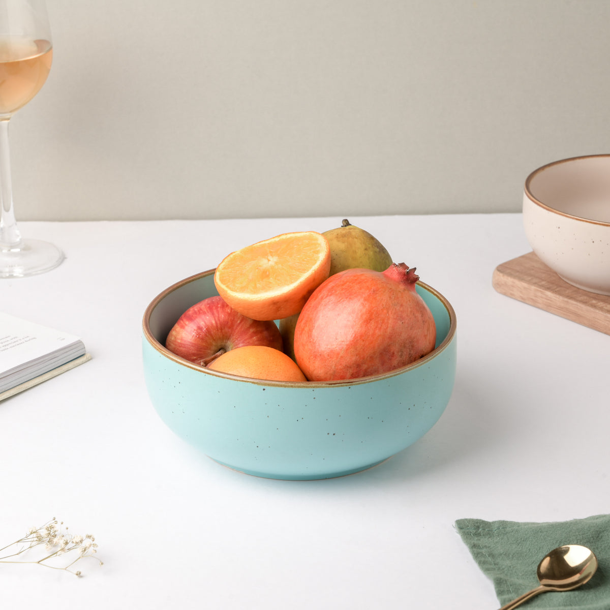 Cielo Brown Rimmed Blue Serving Bowl 7 Inch 1 L