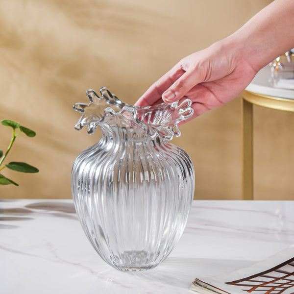 Wave Glass Flower Vase Large 8 Inch
