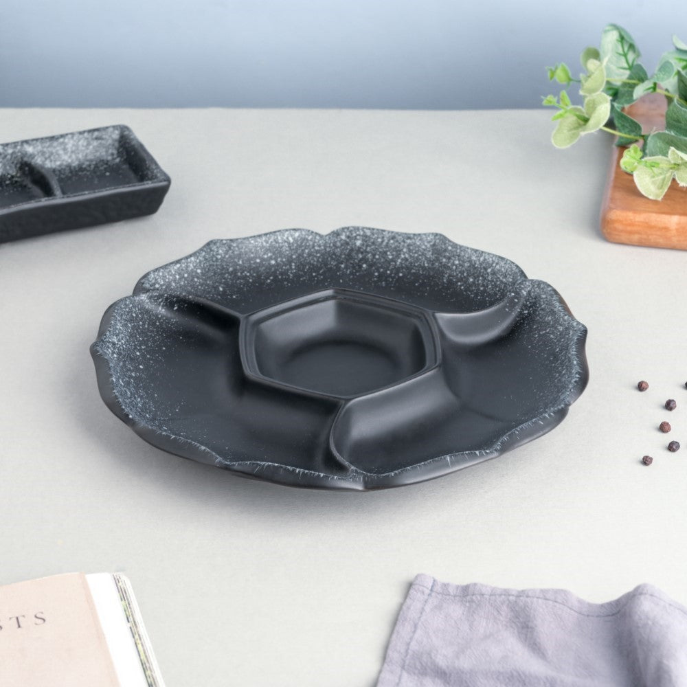 Galaxy Stone Pottery Section Party Platter Matte Black Online - Premium ...