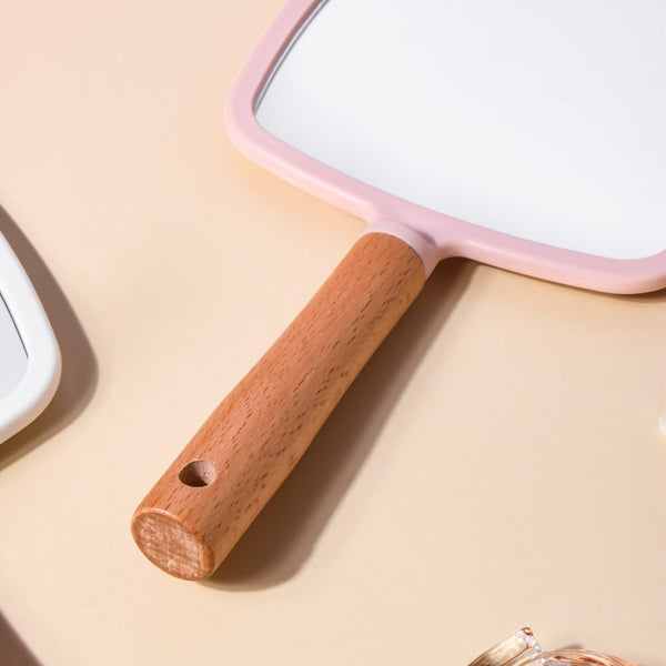 Sleek Square Handheld Mirror Pink