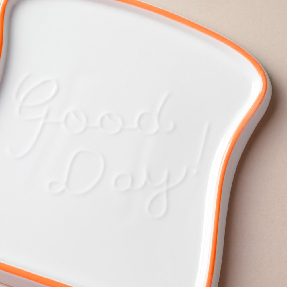 Ceramic Bread Plate Orange Rim