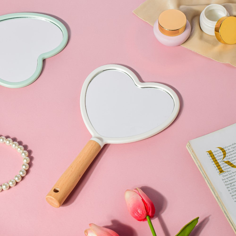 Love Heart Hand Mirror White Online - Premium Handheld Mirror | Nestasia