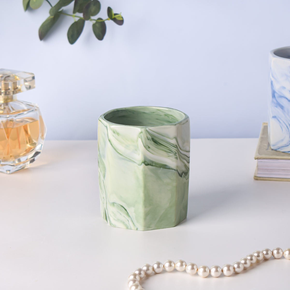 Hexad Marble Green Ceramic Organiser