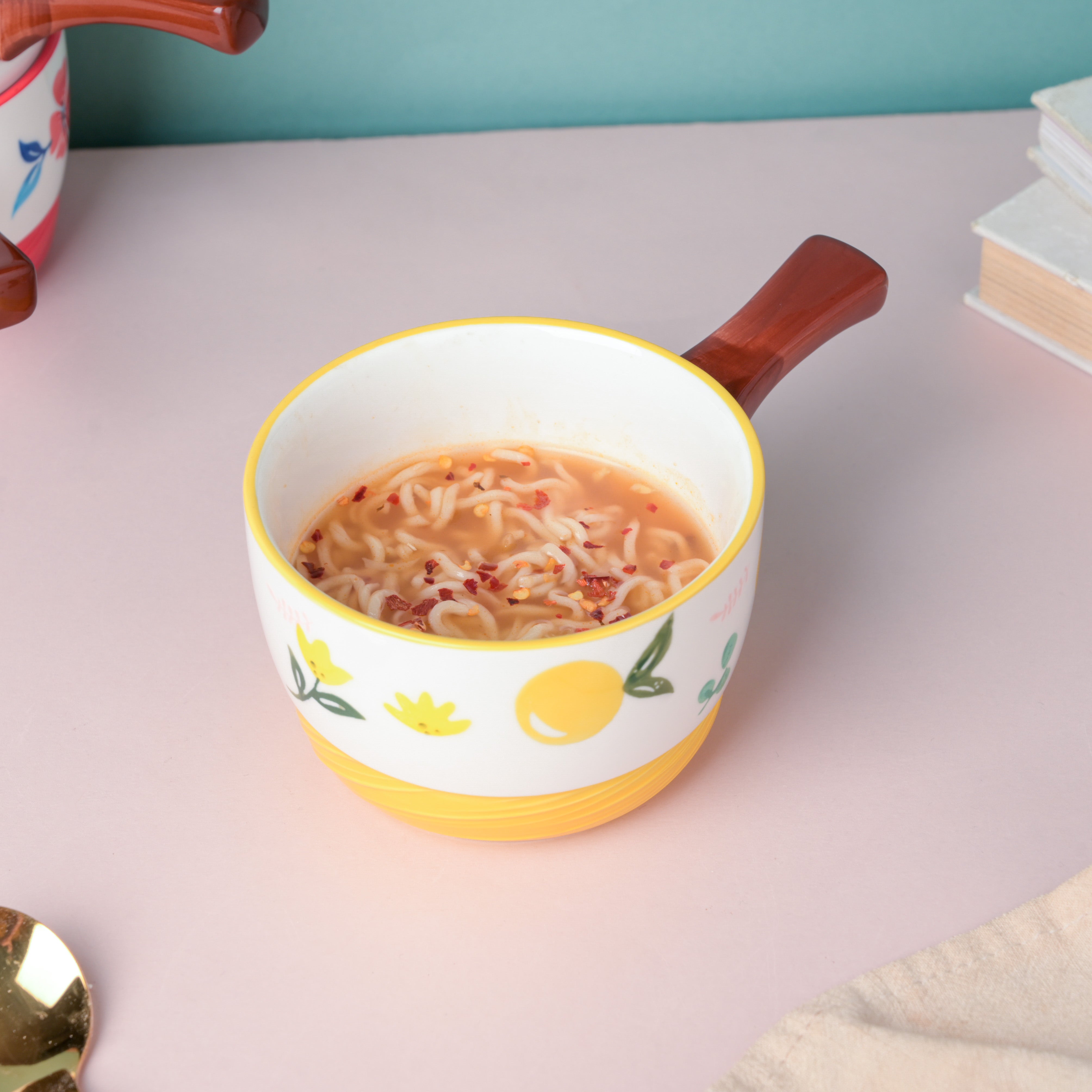 Bloom Yellow Ceramic Pot With Handle Online - Premium Bowl with Handle ...