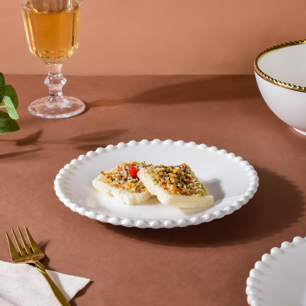 Scalloped Snack Plate White 8 Inch Online - Premium Snack Plate | Nestasia