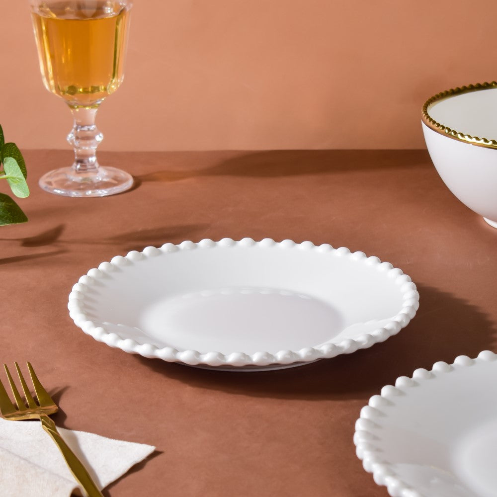 Scalloped Snack Plate White 8 Inch Online - Premium Snack Plate | Nestasia