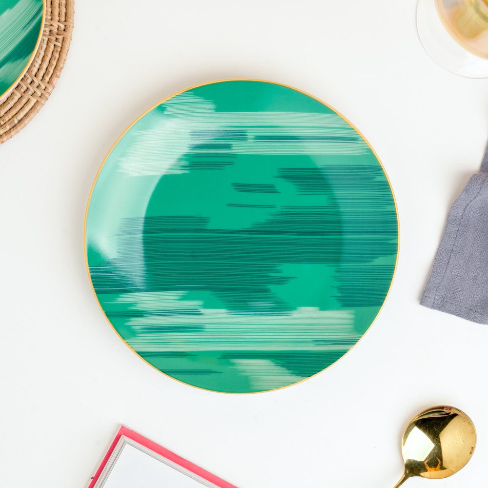 Jazz Decal Ceramic Snack Plate Green 8 Inch