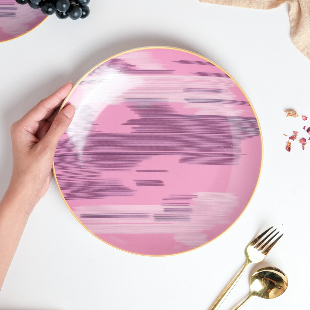 Jazz Decal Ceramic Dinner Plate Pink 10.5 Inch