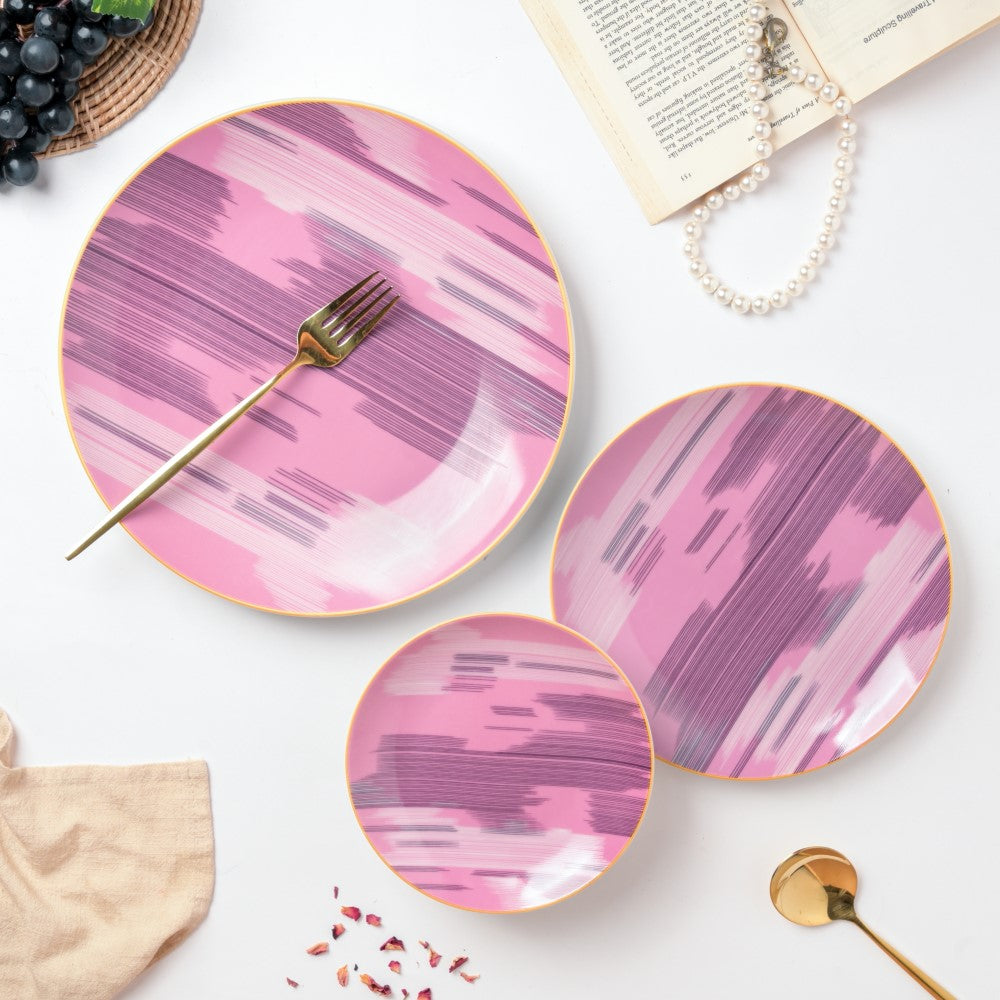 Jazz Decal Ceramic Appetizer Plate Pink 6 Inch
