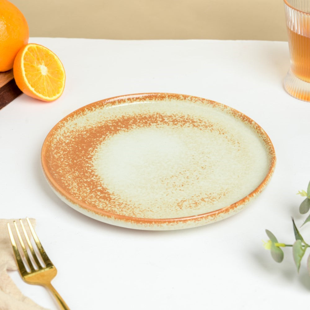 Earthy Stoneware Round Snack Plate 8 Inch