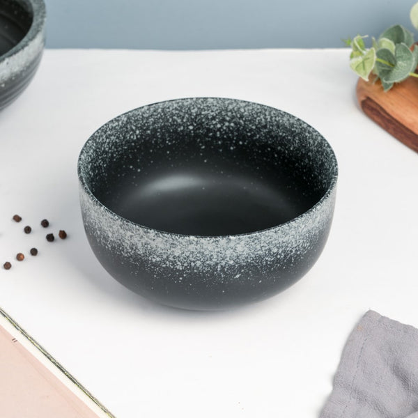 Galaxy Stone Pottery Curry Bowl Black White 500 ml